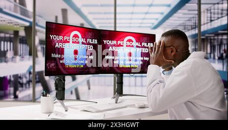 Medical Hospital Malware Ransom Extortion Breach. Shocked Doctor Stock ...