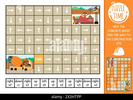 Construction site maze for kids with industrial concept, lifting crane ...