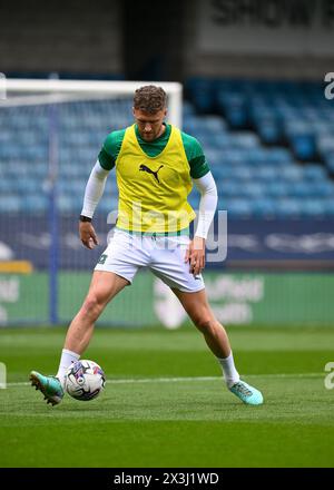Dan Scarr #6 of Plymouth Argyle warming up during the Sky Bet ...