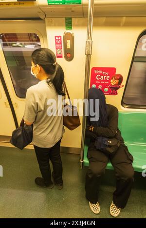 Asia, Singapore, MRT, Passengers in Subway Carriage and Crime Awareness ...