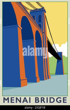 Menai Suspension Bridge, illustration Stock Photo - Alamy