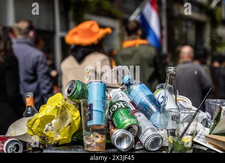 AMSTERDAM - Garbage and cans pile up during the celebration of King's ...