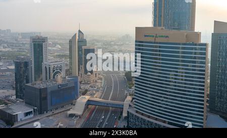 Qatar energy (Qatar petroleum) head office view with wahda bridge ...