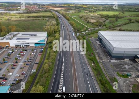 Aerial view of the M40 close to Banbury Gateway Shopping Park ...
