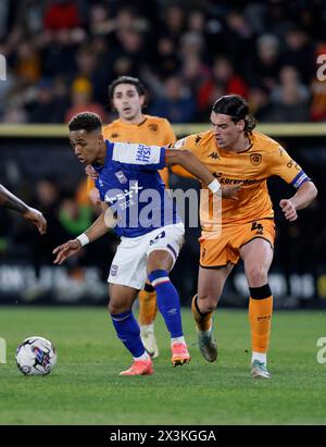 Ipswich Town's Jacob Greaves, right, holds off Arsenal's Gabriel Jesus ...