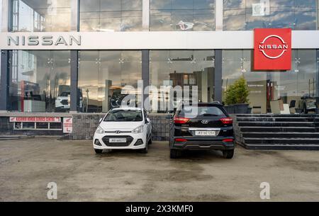 Nissan SUV Cars are seen on display inside a Nissan showroom Stock ...