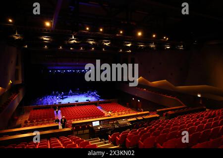 Auditorium G-live Guildford performance space red seats being made ...