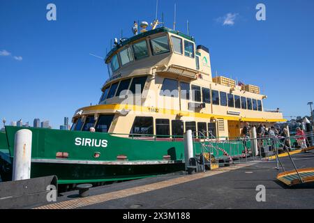 Sydney ferry the MV Sirius, berthed alongside Cremorne Point ferry ...