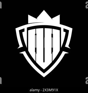 OO Letter bold monogram with triangle curve shield shape with crown ...