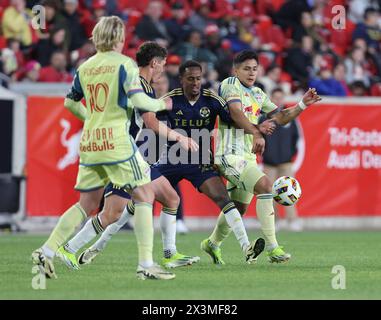 Vancouver Whitecaps forward Ali Ahmed (22) dribbles the ball past the ...