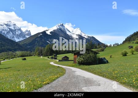 Beautiful landscape with old mountains log cabin high in the Austrian ...