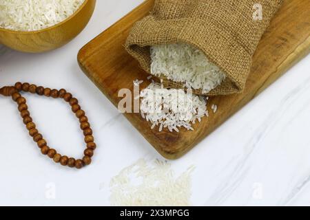 Beras or white rice, Indonesian main food made from Oryza sativa grain ...