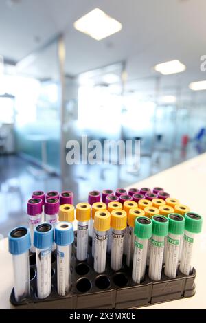 sample tubes of blood, Boxes chemotherapy, Onkologikoa Hospital ...