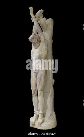 Statue of an old Satyr,Roman copy of a Greek original around 330 B. C ...