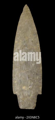Neolithic flint dagger on black background Stock Photo - Alamy
