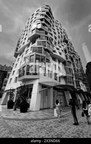 View of Frank Gehry's residential buildings, Battersea Power Station ...