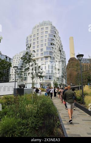 View of Frank Gehry's residential buildings, Battersea Power Station ...