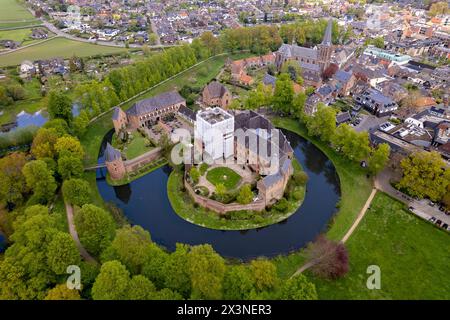 Aerial of Huis Berg castle manor in Dutch province of Gelderland seen ...