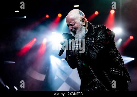 LONDON, ENGLAND: Judas Priest perform on stage at Wembley Arena during ...