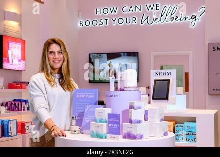 Neom store opening wellbeing founder Nicola Elliot Stock Photo - Alamy