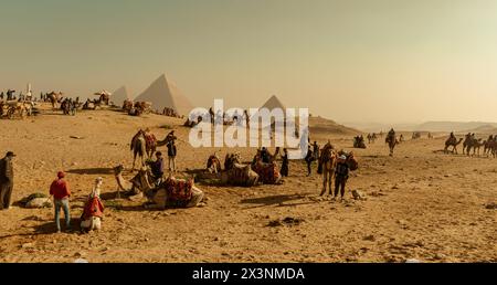 Giza Egypt January 2024: hustle and bustle at the Pyramids of Giza ...