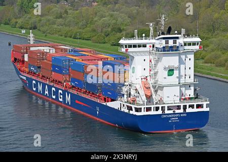 CONTAINERSHIPS NORD passing the Kiel Canal showing it's new CMA CGM ...