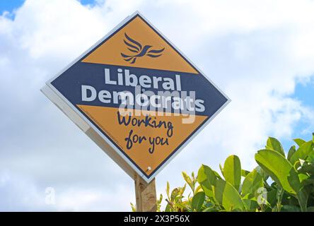 Liberal Democrats party 'Working For You' logo and slogan on signpost ...
