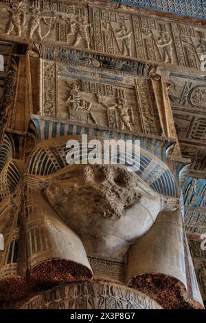 Sculptured Head of Hathor, The Great Columns, Vestibule, Temple of ...