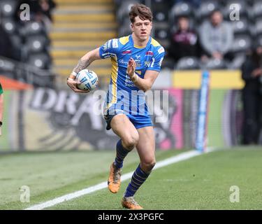 Riley Lumb of Leeds Rhinos during pre-game warm up during the Betfred ...