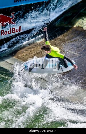 The River Wave Ebensee Standing Wave Surfing 2024fun Stock Photo - Alamy