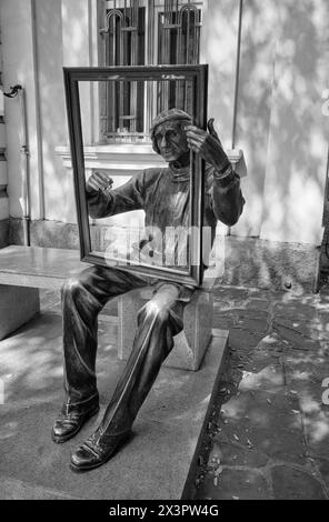 Bulgaria, Plovdiv; bronze statue in a central street of the city Stock ...