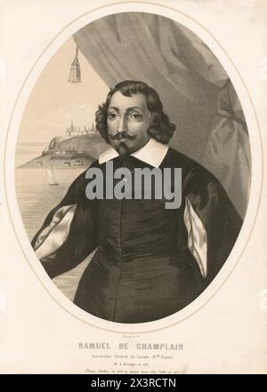 Portrait of French explorer Samuel de Champlain, founder of Quebec and ...