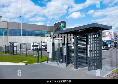 Metal gates to closed area, checkpoint Tesla Gigafactory Berlin ...