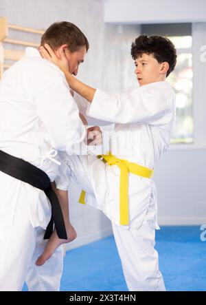 Private karate lesson for teenager in gym Stock Photo - Alamy