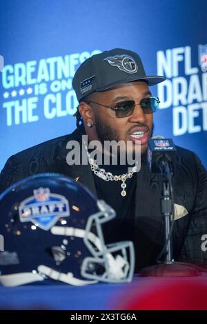 Tennessee Titans offensive tackle JC Latham (55) arrives for an NFL ...