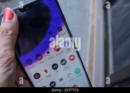 Blue pinkish black screen spreading on mobile lcd screen on mobile ...