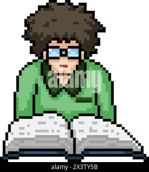 Pixel art transparent glasses. Nerd eyeglasses pixelated icons, glasses ...