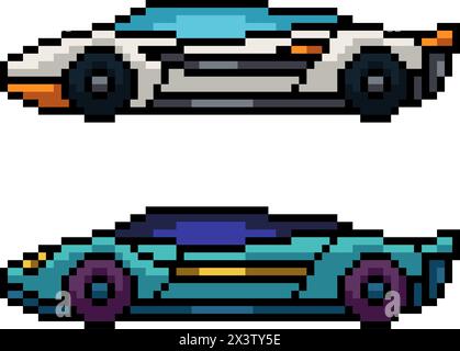 pixel art of fancy cartoon car isolated background Stock Vector Image ...