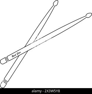 Drums sticks icon. Outline drums sticks vector icon color flat isolated ...