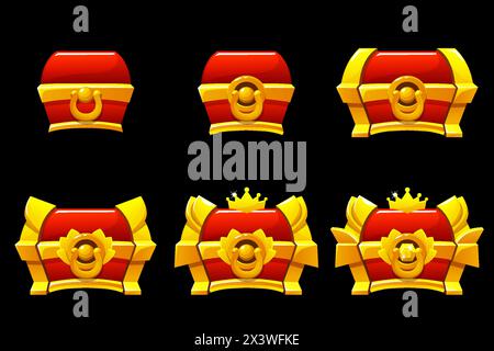 The mystery golden chest. Level UP icons for UI 2D game Stock Vector ...
