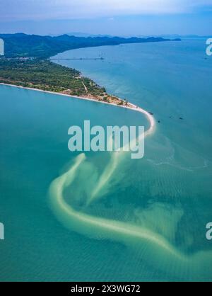 Drone aerial view of Haad Laem Sing Beach in Phuket, Thailand Stock ...