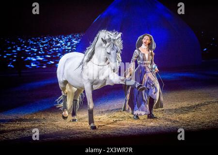Lusitano. Alizee Froment shows the grey stallion Sultan in a liberty ...
