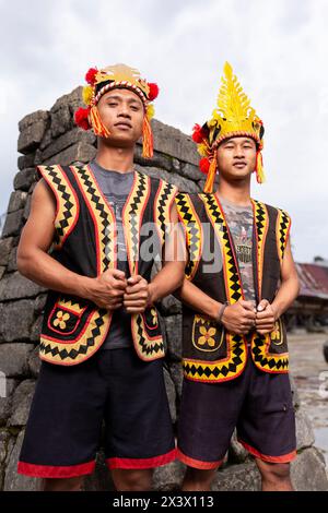Traditional stone jumping, Bawomataluo village, Teluk Dalam, South Nias ...