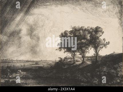 The Three Trees, 1643, etching by Rembrandt Stock Photo - Alamy