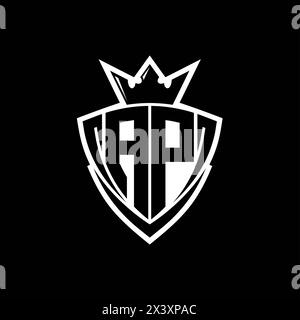 AP Letter bold monogram with triangle curve shield shape with crown ...