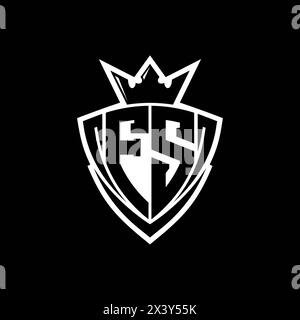 FS Letter logo with abstract shield shape with square black outline on ...