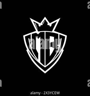 MB Letter logo with abstract shield shape with square black outline on ...