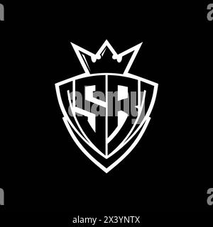 SR Letter logo with abstract shield shape with square black outline on ...