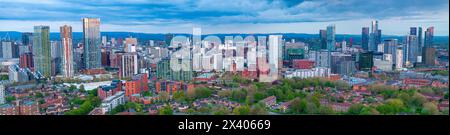 Wide panorama of Salford and Manchester Skyline photographed from ...