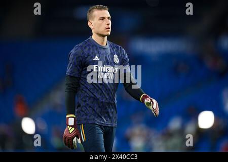 Andriy Lunin of Real Madrid looks on during the Spanish league, LaLiga ...